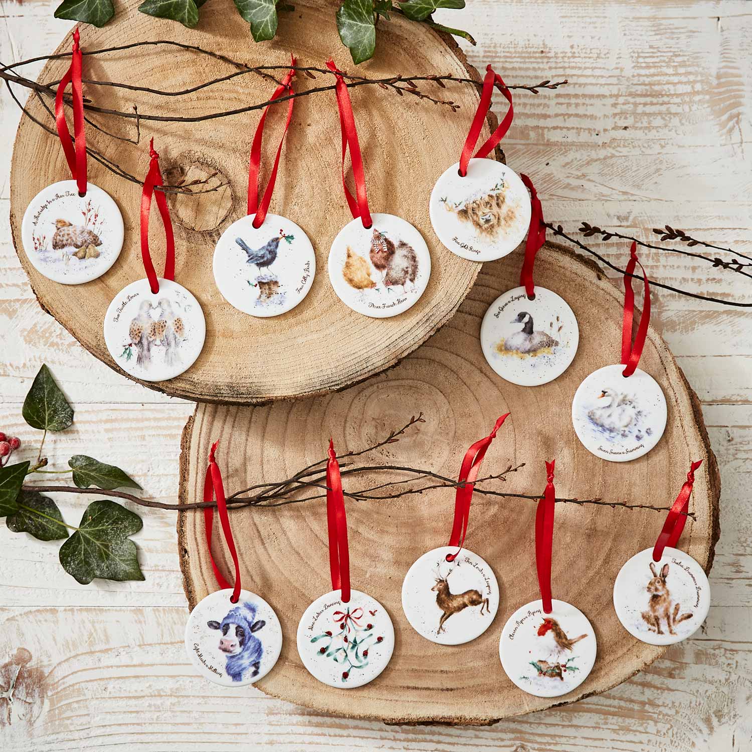 Wrendale Designs 12 Christmas Decorations