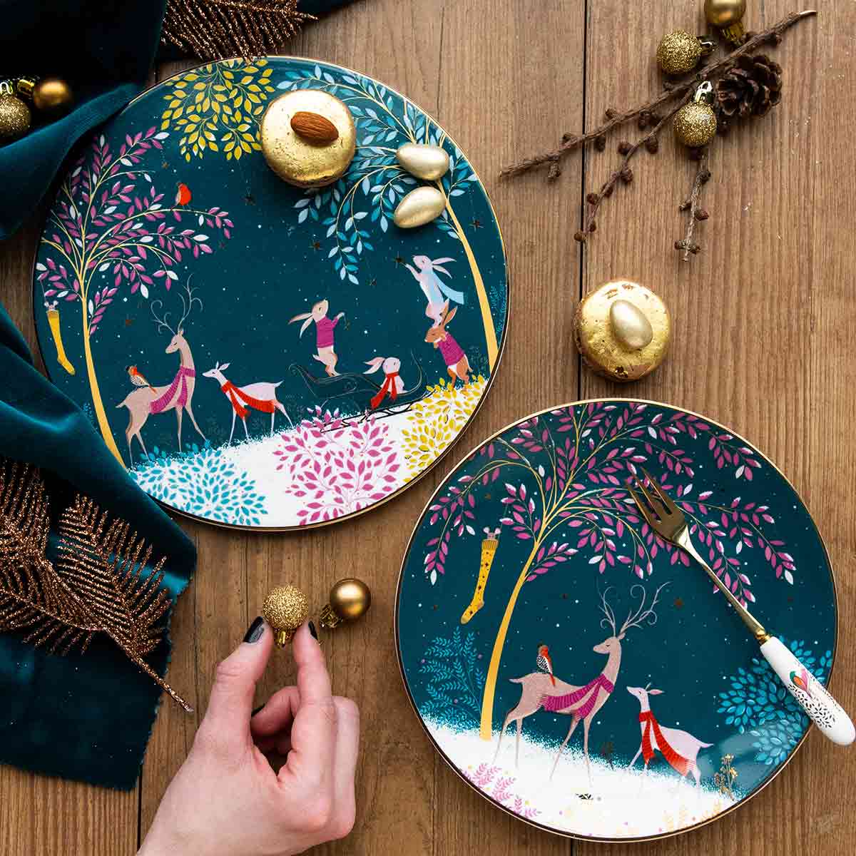 Sara Miller Woodland Tales Serving Plate, Deer & Robin