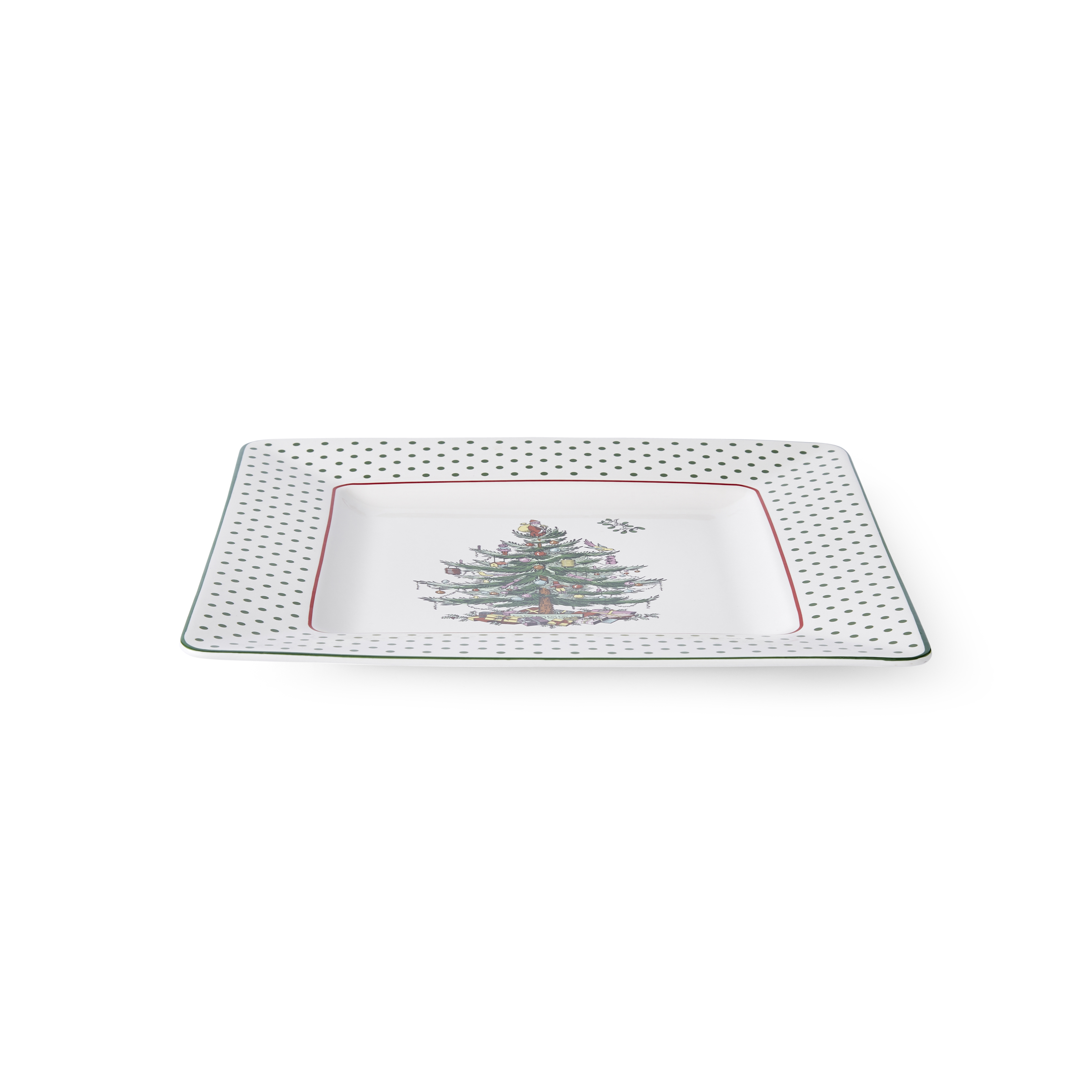 Christmas Tree Polka Dot Square Platter | Spode