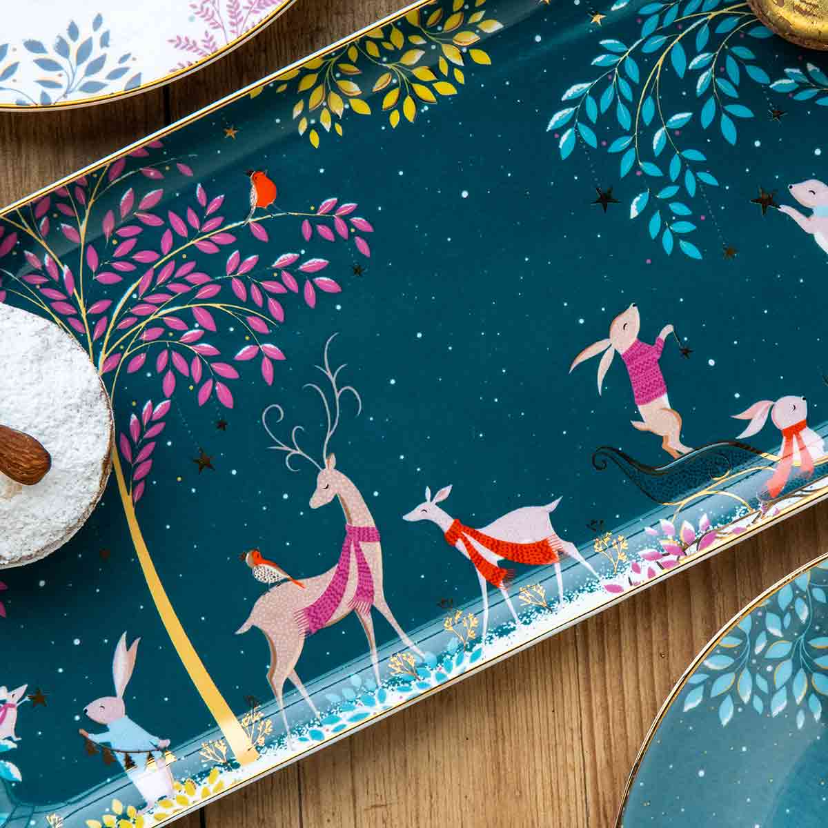 Sara Miller Woodland Tales Sandwich Tray, Deer & Robin